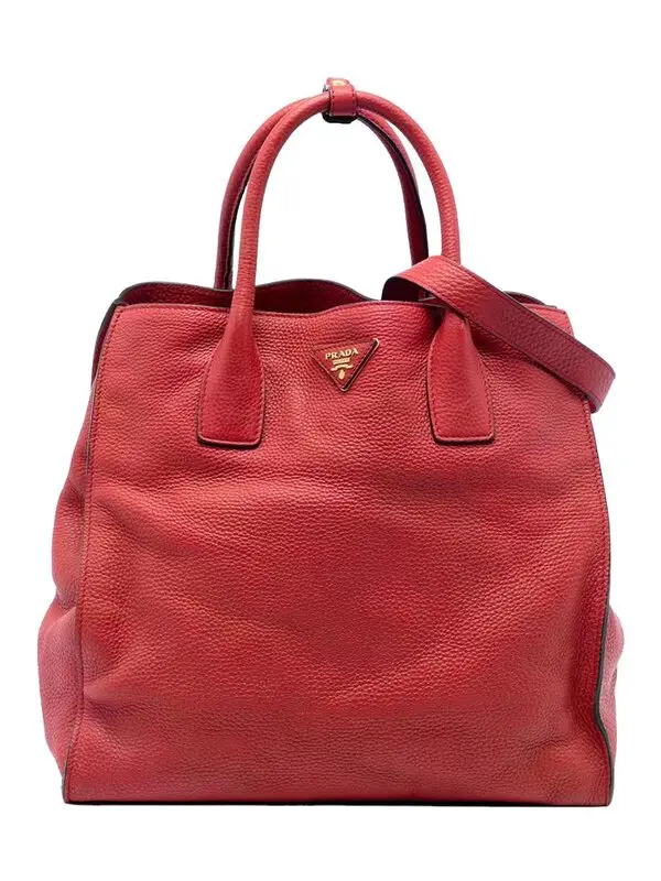 Prada Viteillo Daino Open Convertible Tote Satchel - Red