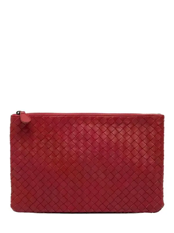 Bottega Veneta Nappa Intrecciato Clutch Bag - Red