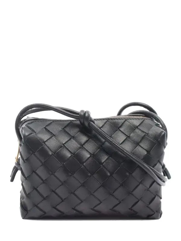Bottega Veneta Mini Lambskin Intrecciato Loop Camera Crossbody Bag - Black