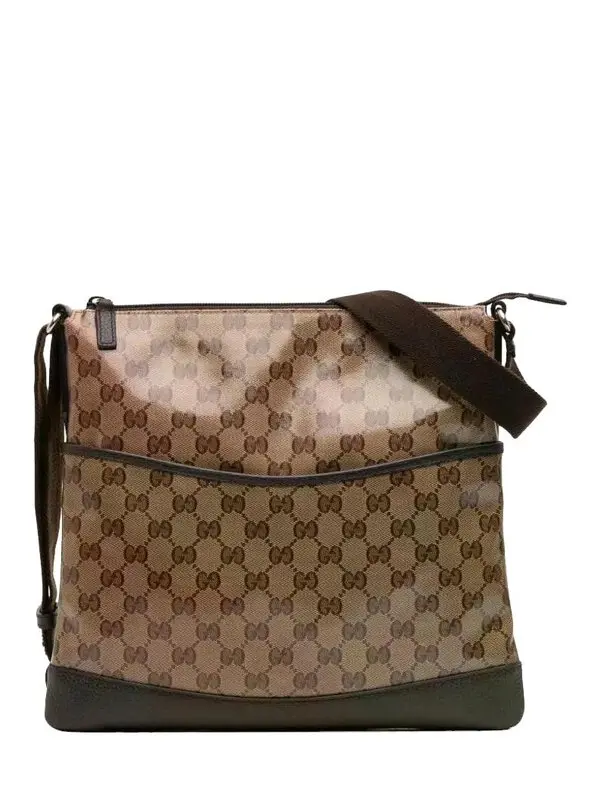 Gucci Gg Crystal Flat Messenger Crossbody Bag - Brown