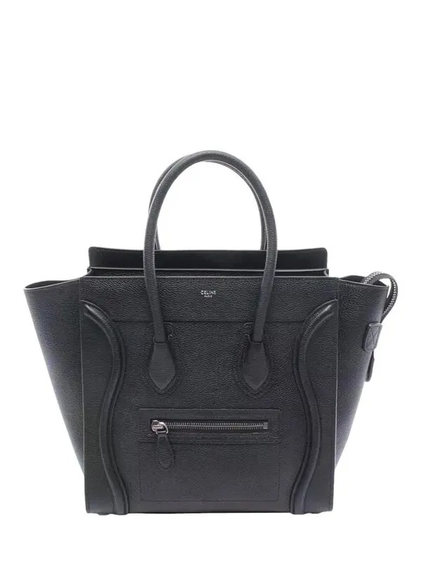 Celine Micro Leather Luggage Tote Bag - Black