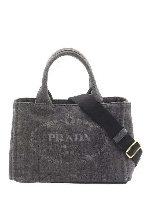 Prada Canvas Canapa Logo Satchel - Grey