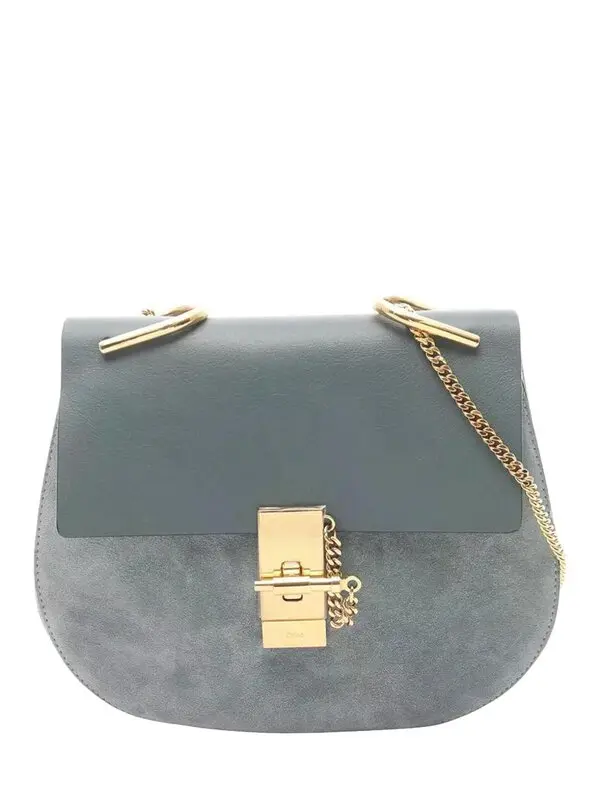 Chloé Small Suede And Calfskin Drew Crossbody Bag - Blue