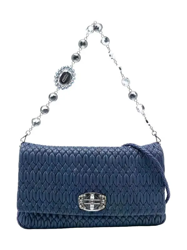 Miu Miu Matelasse Nappa Crystal Chain Satchel - Blue