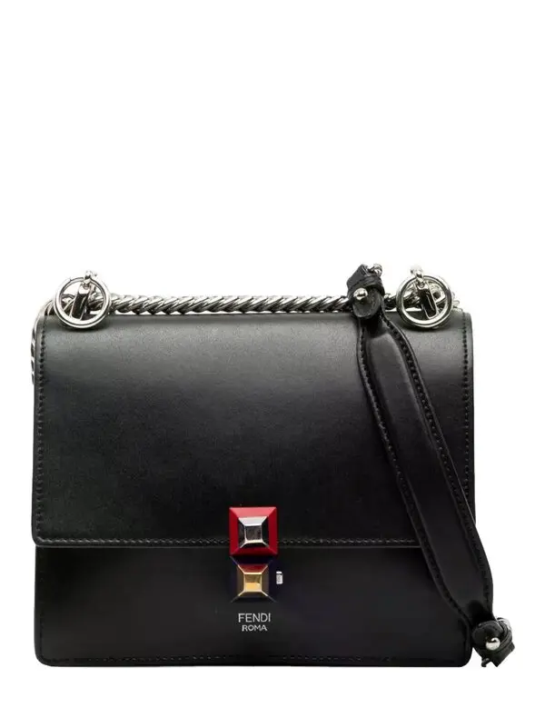 Fendi Small Leather Kan I Crossbody Bag - Black