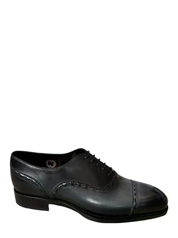 Santoni Ensley Leather Oxford Shoes - Black