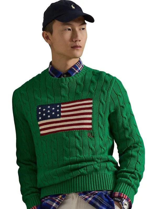 Ralph Lauren Cable-knit Iconic Flag Sweater - Billard Green