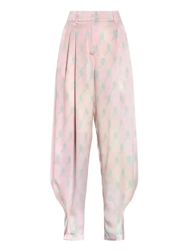 GENNY Patterned Pleated Trousers - Pink