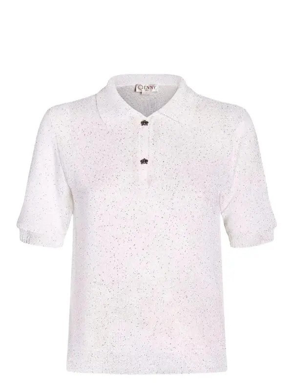 GENNY Collared Polo Top - White
