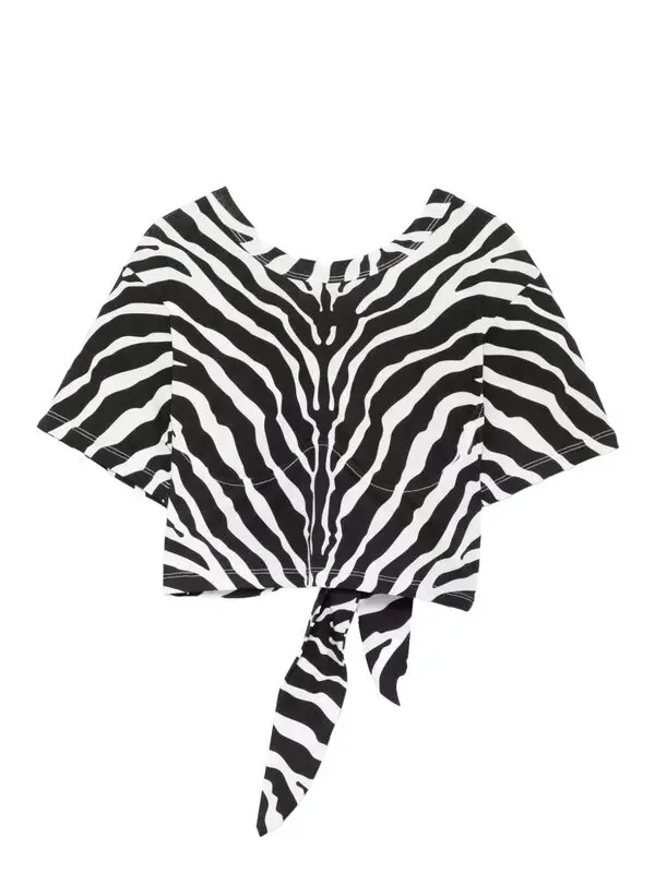 Attico Zebra-print Tie Top - Black
