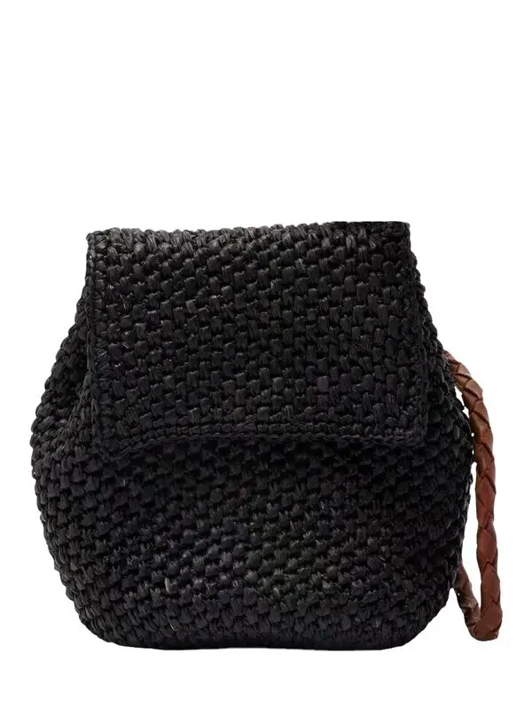 IBELIV Mini Zaz Raffia Braided Satchel - Black