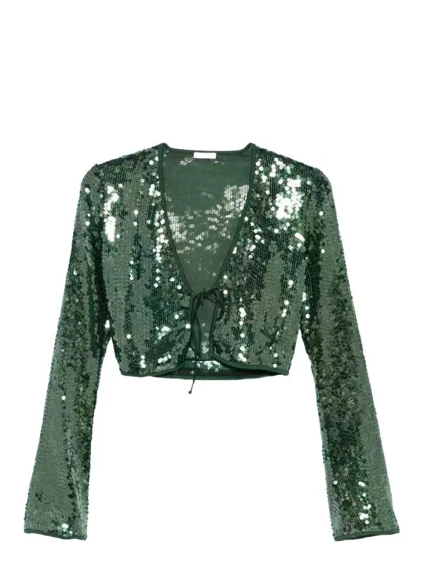Oseree Marylin Sequin Tie-fastening Top - Green