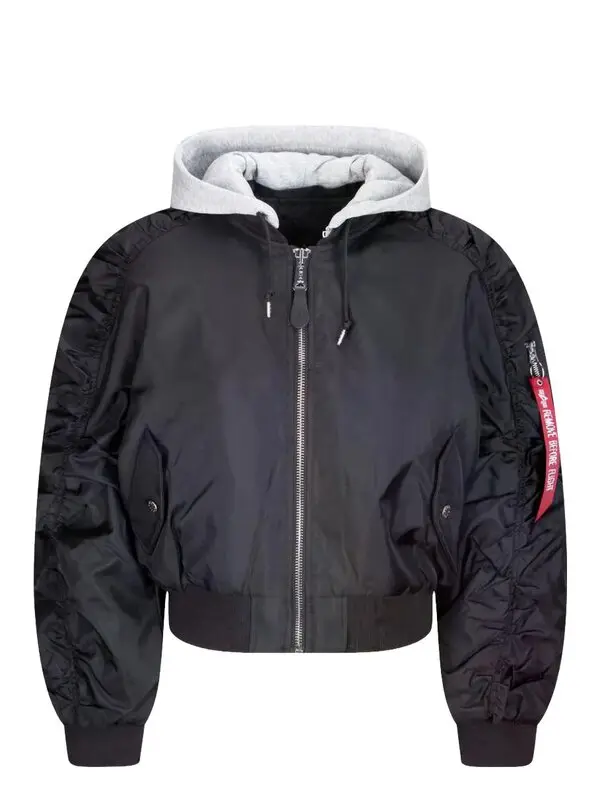 Alpha Industries Hooded Bomber Jacket - Black