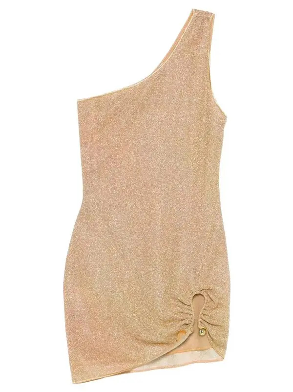 Oseree Asymmetric-neck Mini Dress - Gold