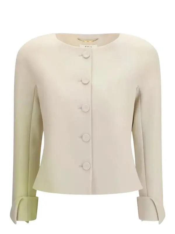 Chloé Collarless Fitted Jacket - Neutrals