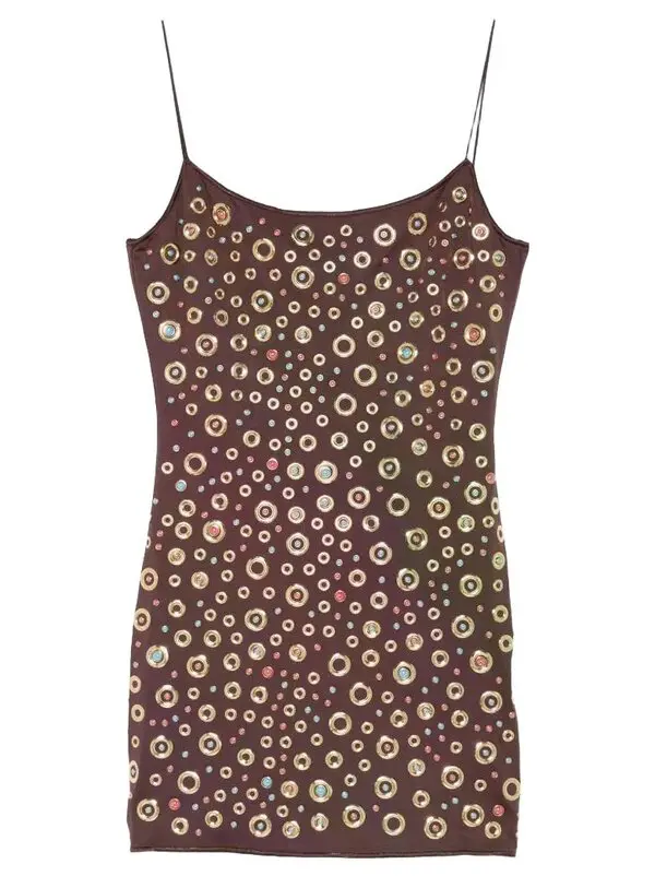 Oseree Ring-embellishment Mini Dress - Brown