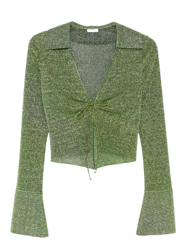 Oseree Tie-fastening Blouse - Green