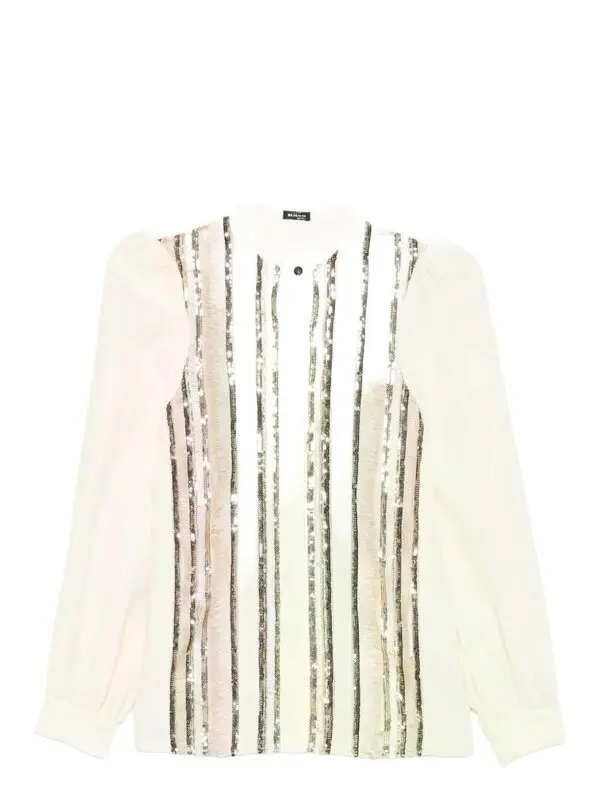 Kiton Sequin Striped Top - Neutrals