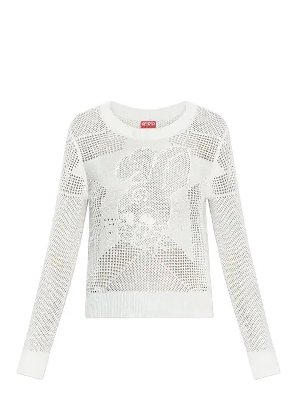 Kenzo Rabbit Crochet Knit Top - White