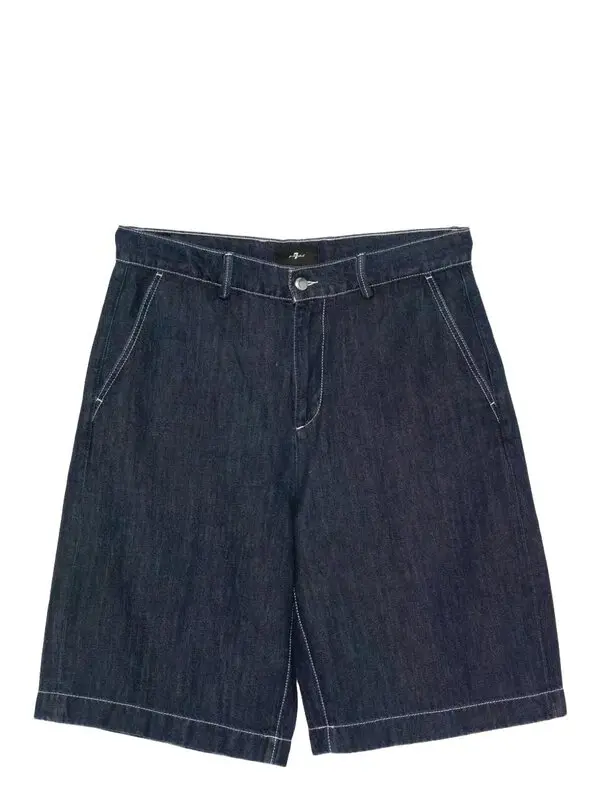 7 For All Mankind Contrast-stitch Shorts - Blue