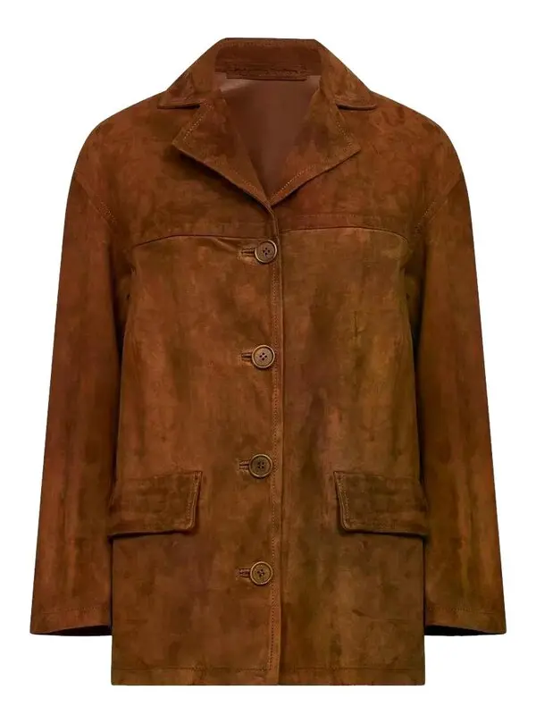 SALVATORE SANTORO Flap-pocket Suede Jacket - Brown