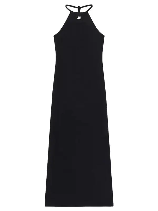 COURREGES Logo-embroidered Halterneck Dress - Black