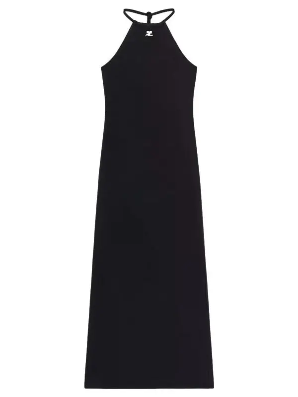 COURREGES Logo-embroidered Halterneck Dress - Black