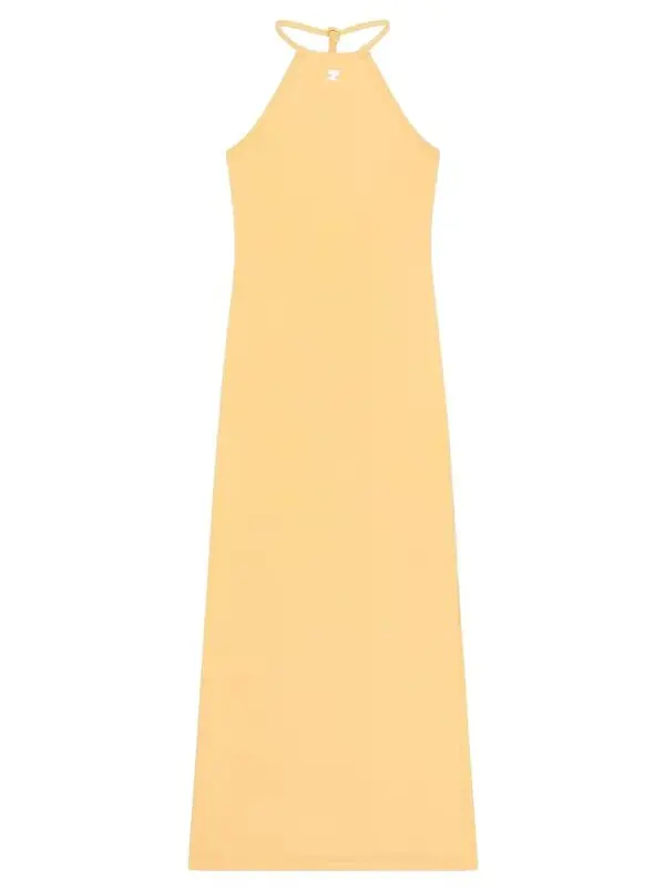 COURREGES Logo-embroidered Halterneck Dress - Orange