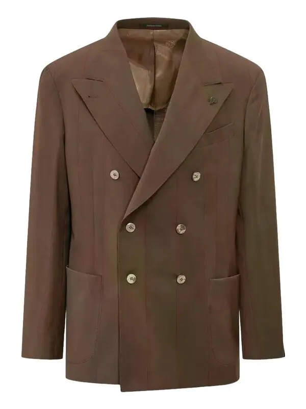 GABRIELE PASINI Double-breasted Striped Jacket - Brown