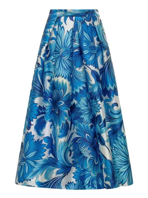 LUNATICA MILANO Floral Pleated Skirt - Blue