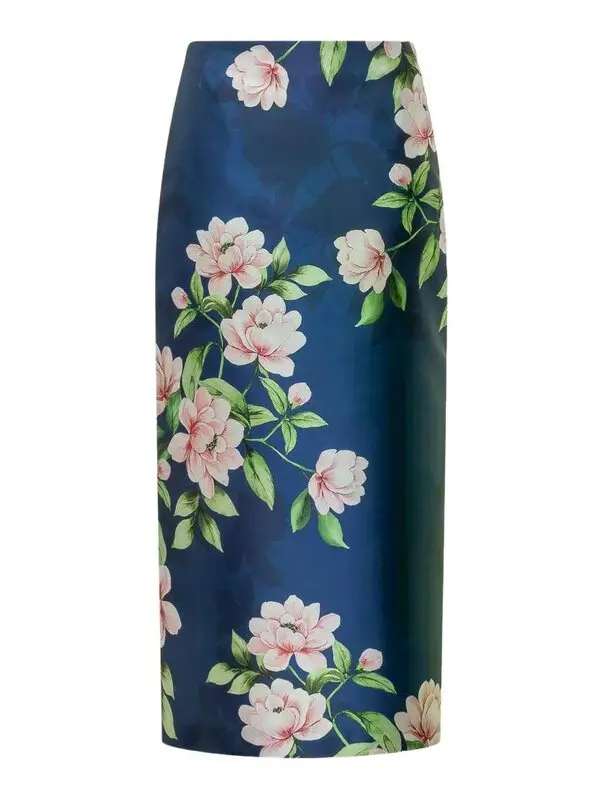 LUNATICA MILANO Floral Pencil Skirt - Blue