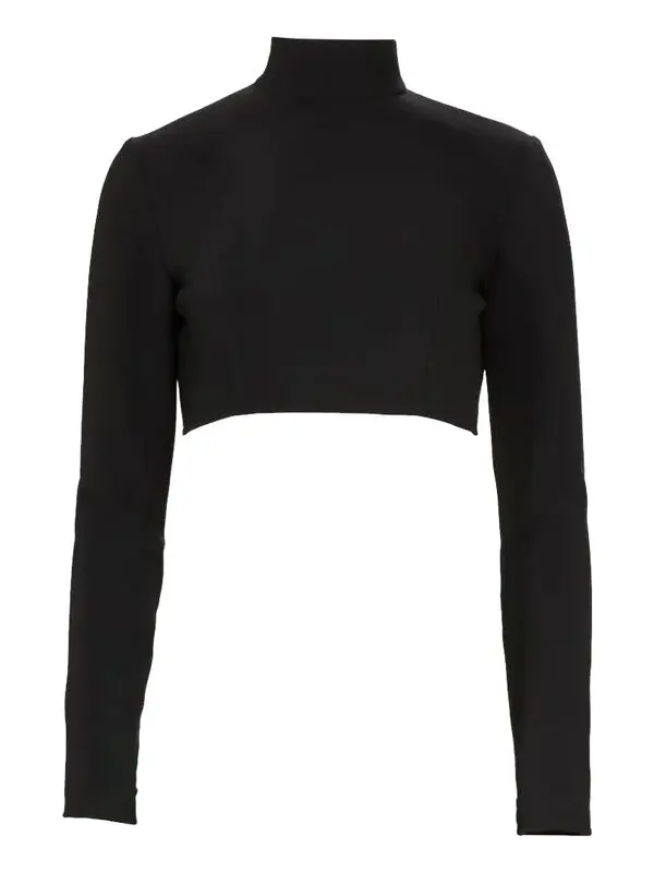 Costarellos Nelle Cropped Turtleneck Blouse - Black