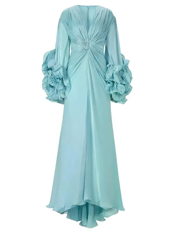 Costarellos Dulcie Ruffle-sleeve Maxi Dress - Blue