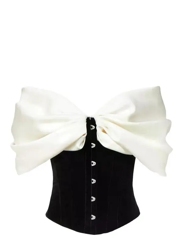 Costarellos Rosamund Bow Corset Top - Black
