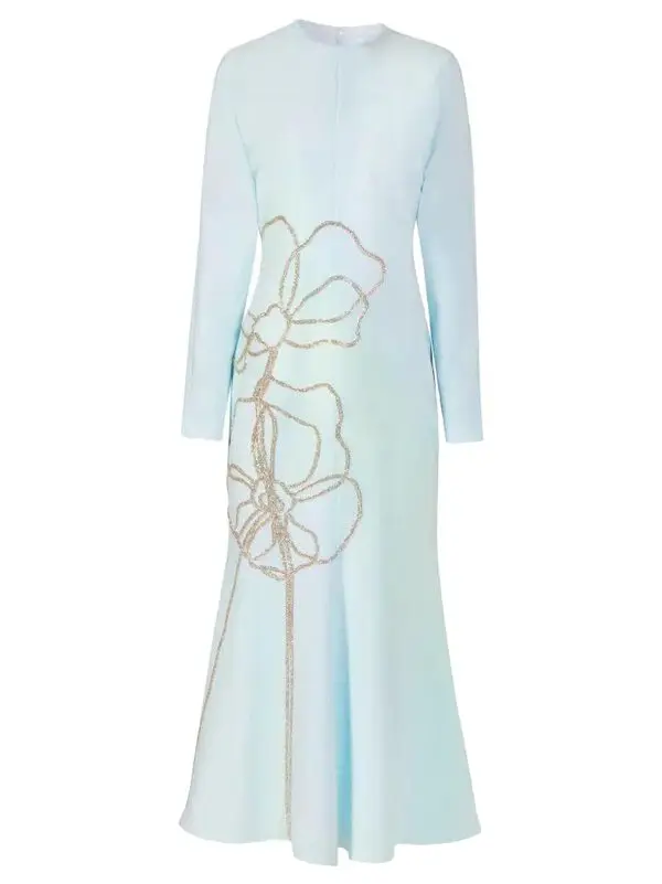 Costarellos Avenna Embroidered Midi Dress - Blue