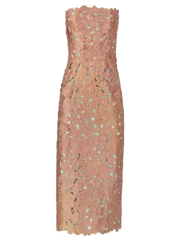 Costarellos Zira Floral-cut Midi Dress - Neutrals