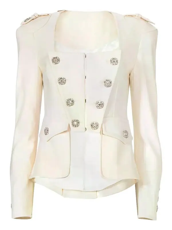 Costarellos Bettina Crystal-button Blazer - Neutrals