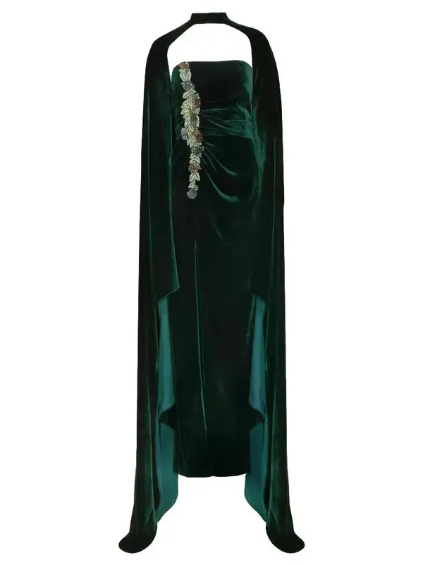 Costarellos Brisha Crystal-detail Gown - Green