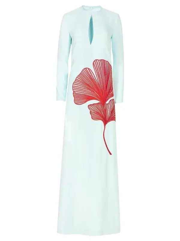 Costarellos Adeline Floral-embroidered Maxi Dress - Blue