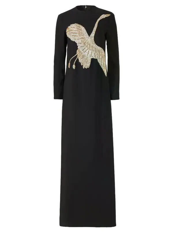 Costarellos Nadine Beaded-applique Maxi Dress - Black