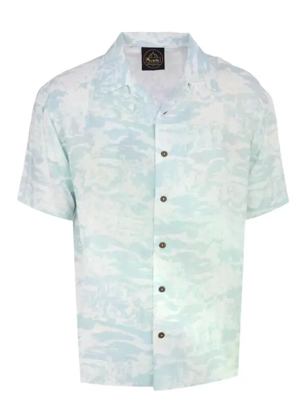 MAUNA KEA Buttoned Printed Hawaiian Shirt - Blue