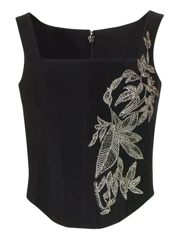 Costarellos Jaxine Appliquéd Crepe Bustier - Black