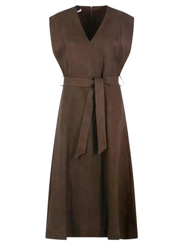 GLANSHIRT Lia V-neck Belted Dress - Brown