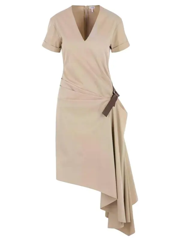 Loewe Belted Draped Dress - Neutrals