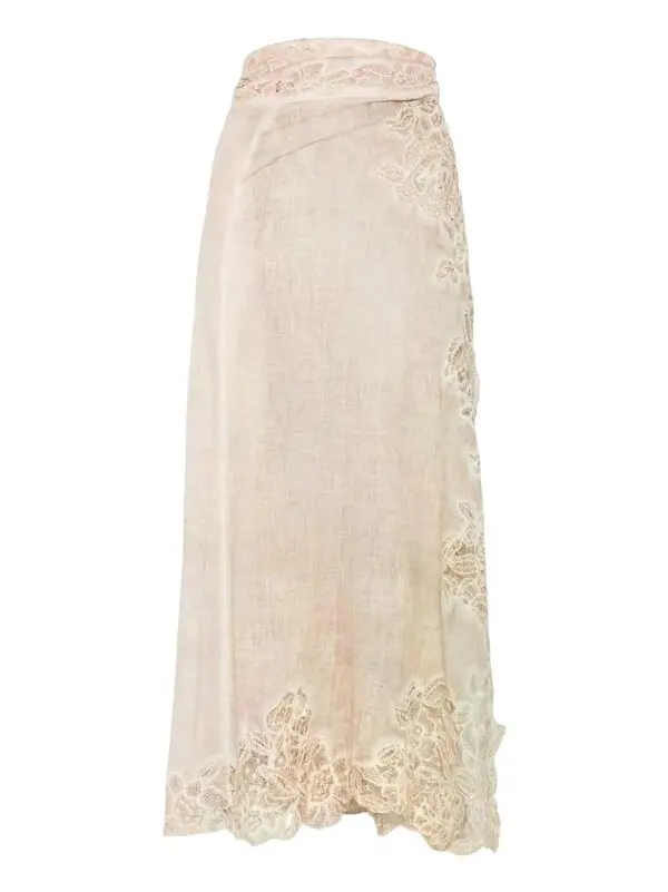 MONICA SARTI Bella Lace Midi Skirt - Neutrals