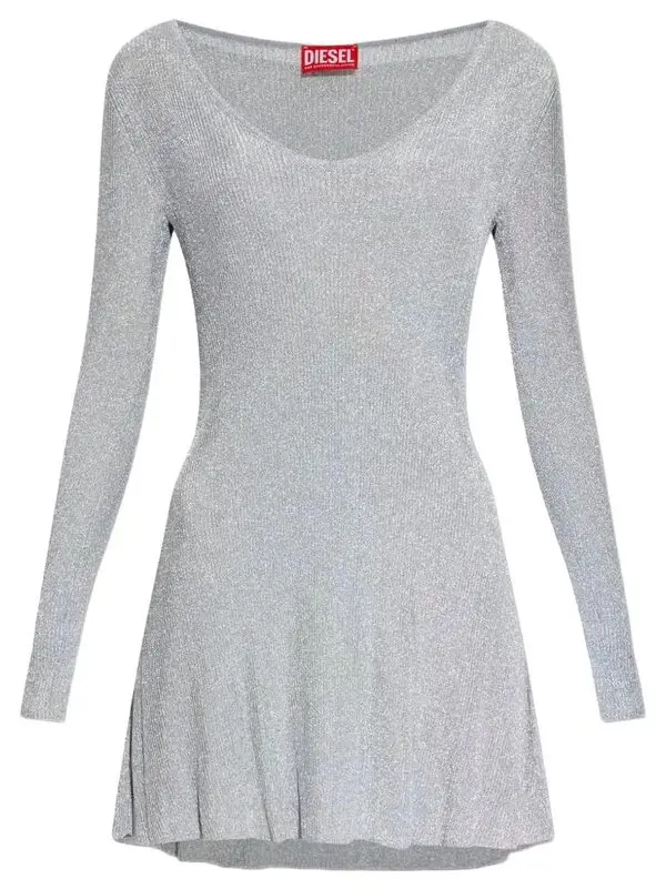 DIESEL® M-dalila V-neck Long-sleeved Mini Dress - Grey