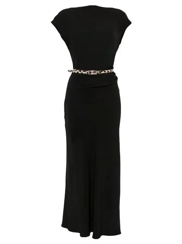 Imperial Belted Maxi Dress - Black
