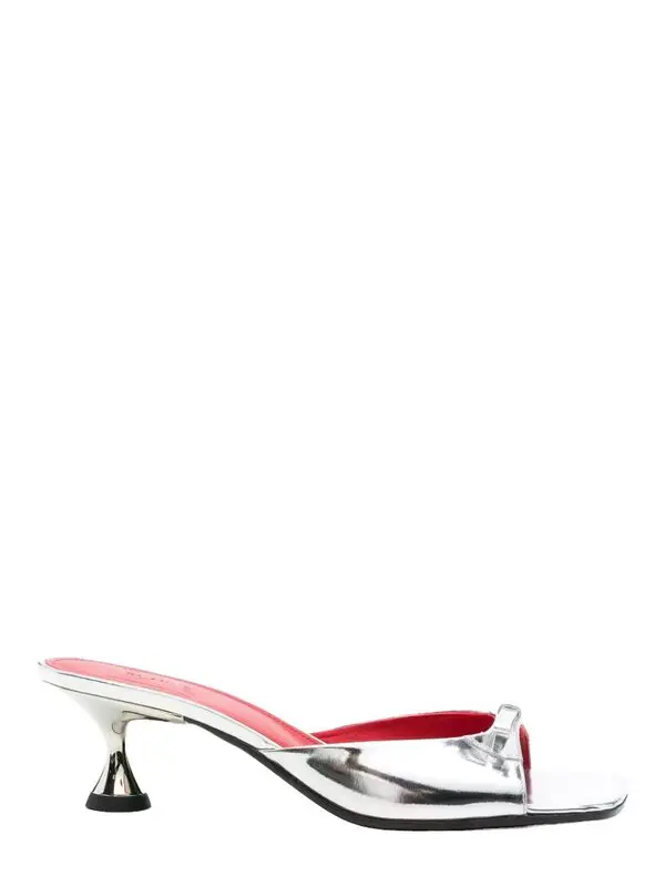 Plan C Bow-detail Leather Sandals - Silver