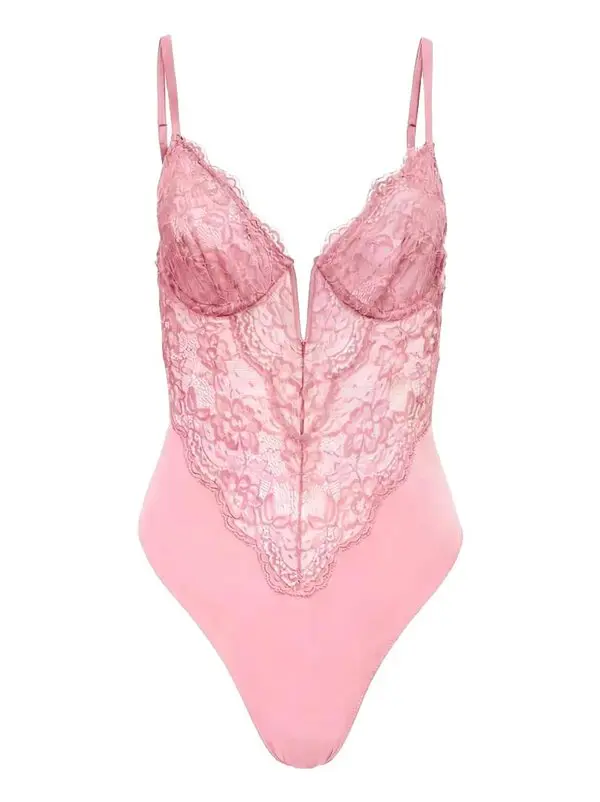 FLEUR DU MAL Bianca Lace Bodysuit - Pink