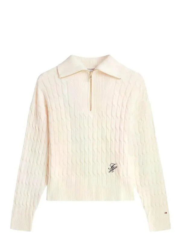 Tommy Hilfiger Cable-knit Zip-up Sweater - Neutrals
